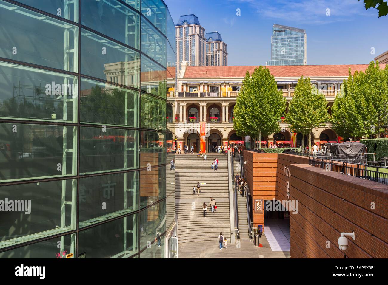 Glass facade in the historic Minyuan Stadium of Tianjin, China Stock ...