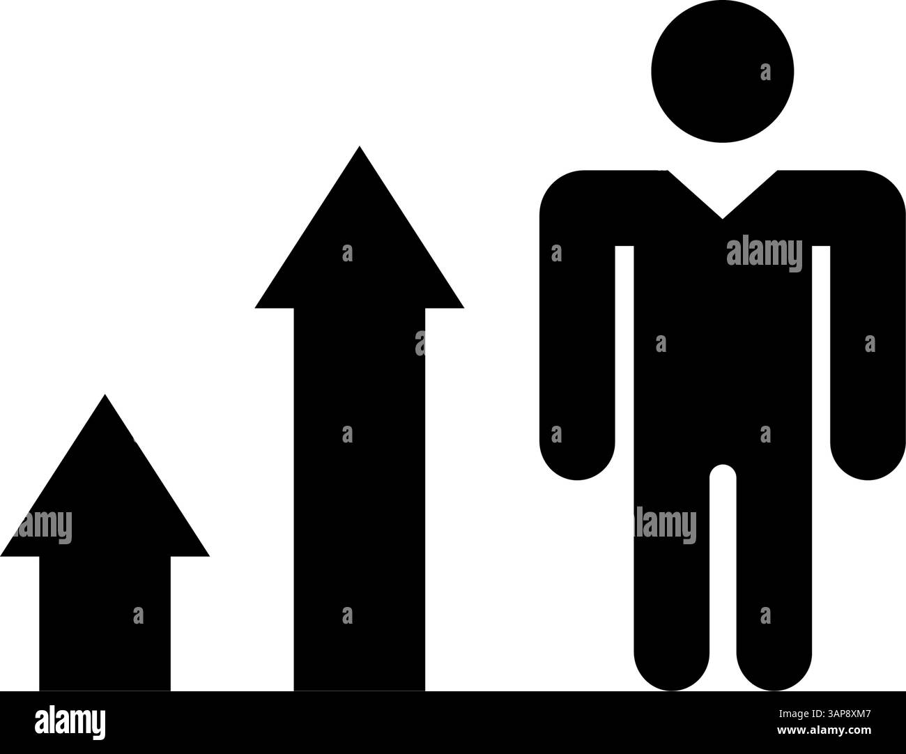Simple black vector icon showing a figure with ascending arrows Stock ...