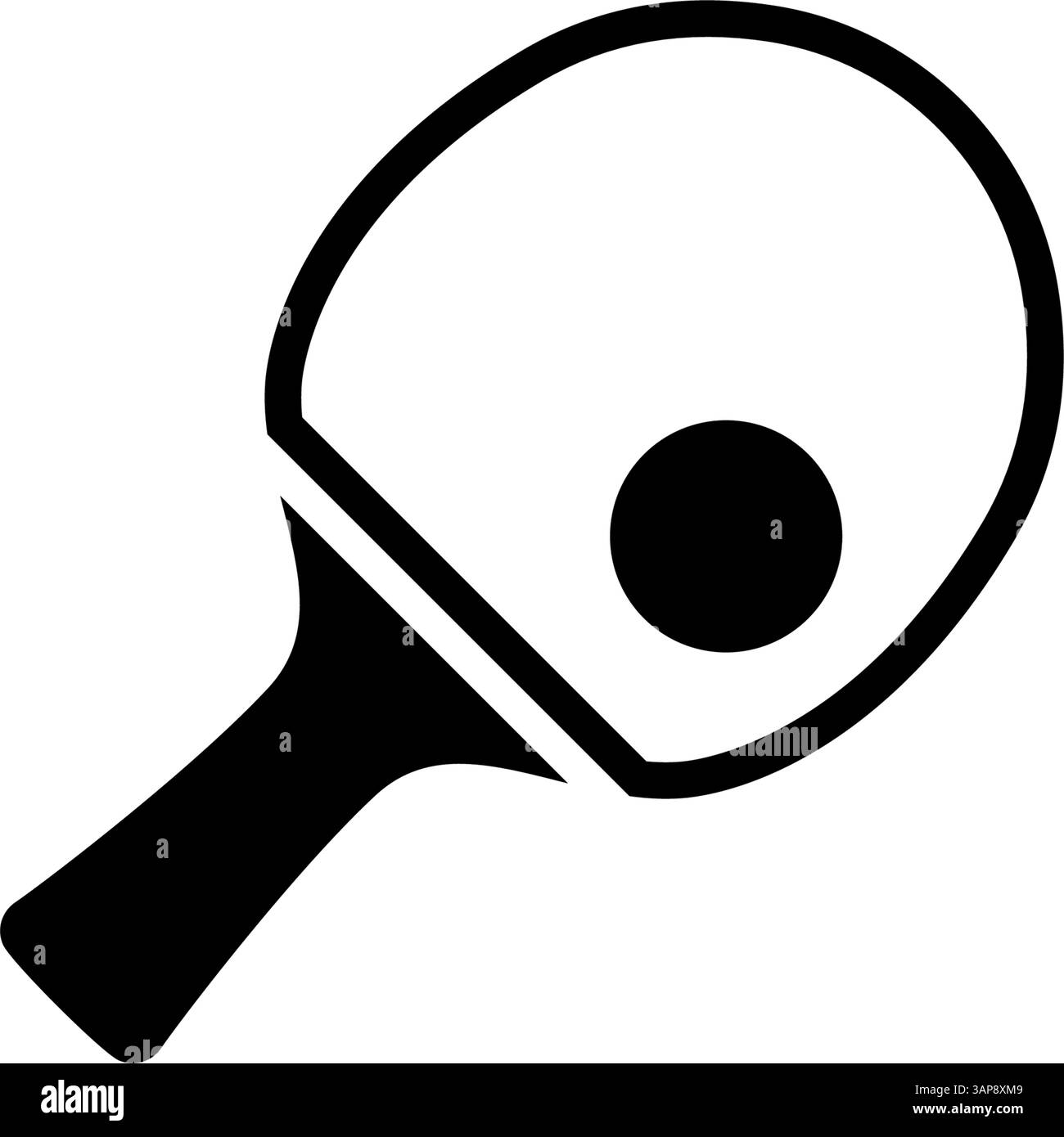 Simple black vector icon of a ping pong paddle with ball Stock Vector ...