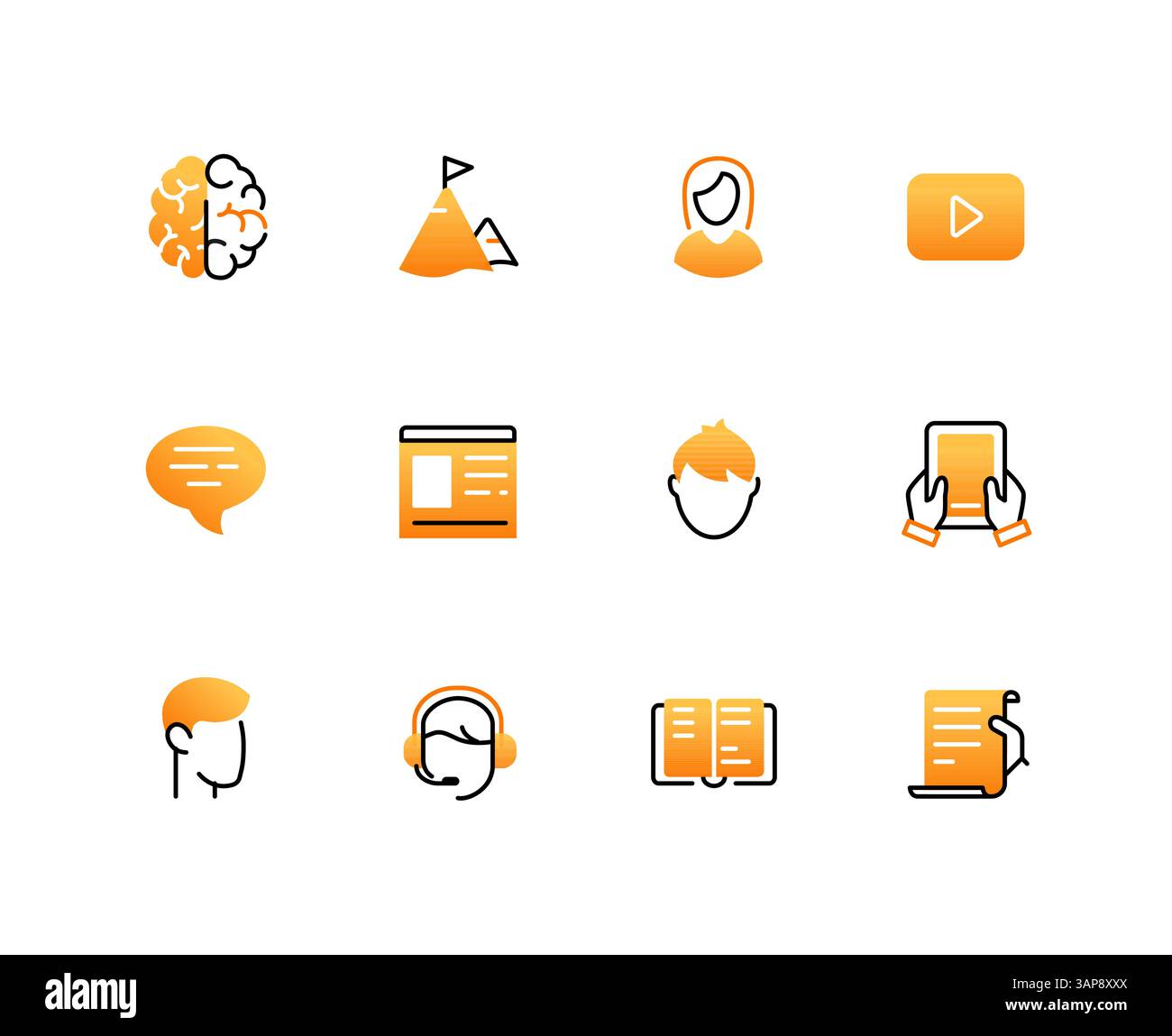 Professional training and career - set of line design style icons Stock ...