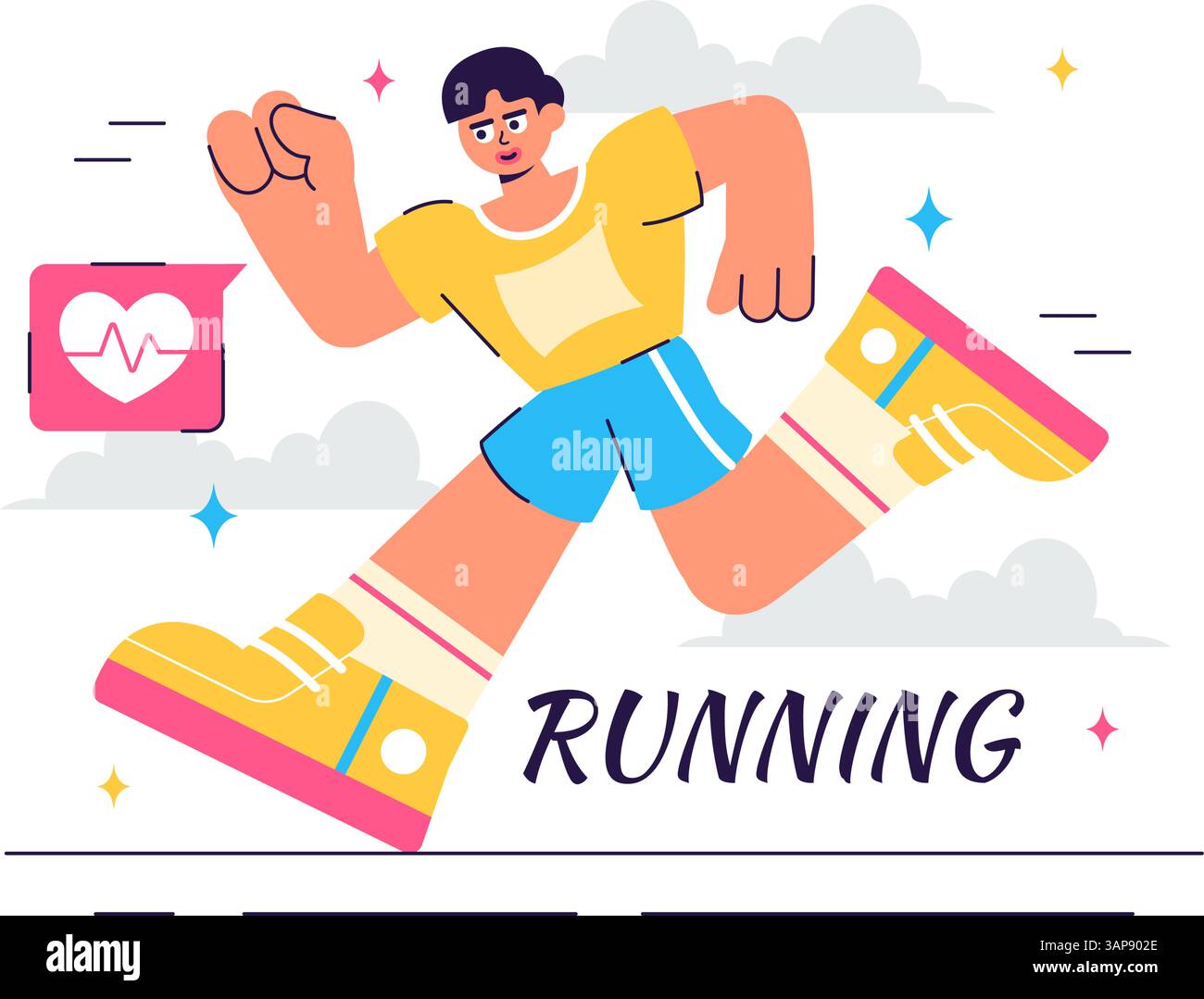 Running Race Vector Illustration featuring People Jogging or Leisurely ...