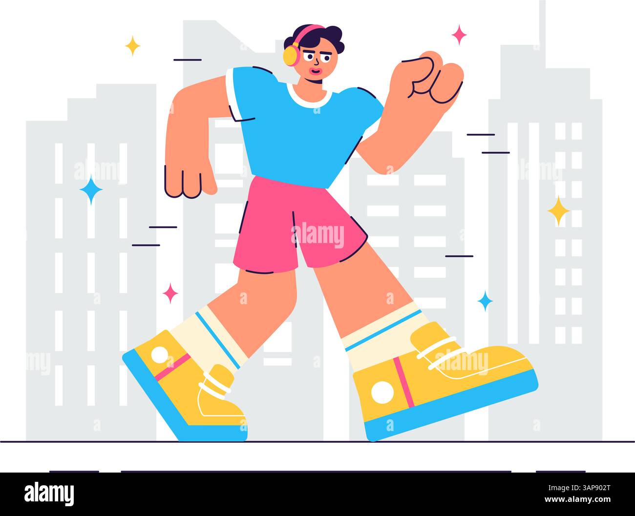 Running Race Vector Illustration featuring People Jogging or Leisurely ...