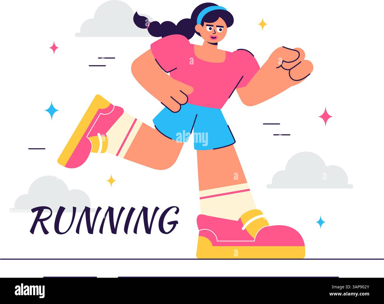 Running Race Vector Illustration featuring People Jogging or Leisurely ...