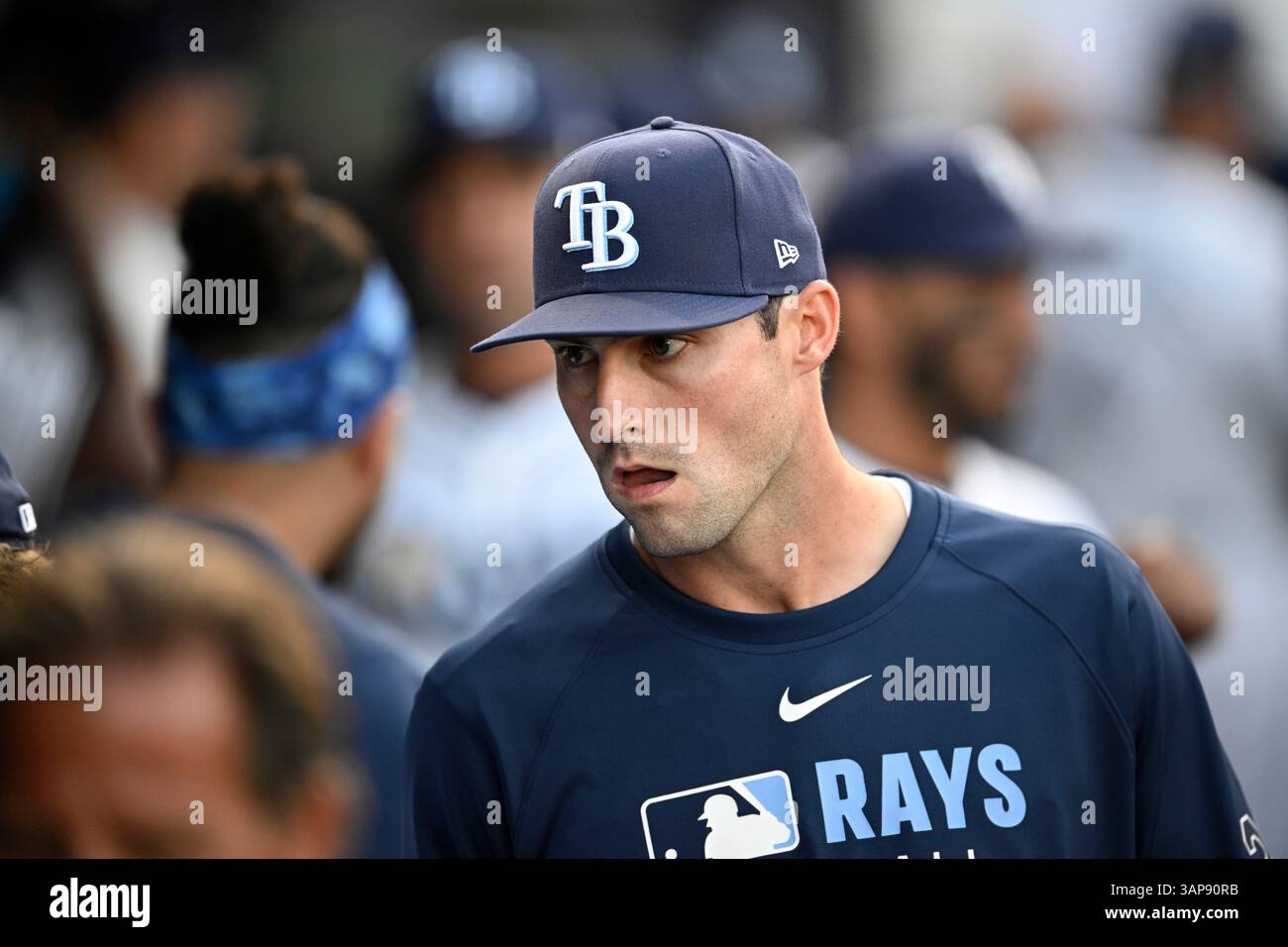 Tampa Bay Rays' Kameron Misner walks through the dugout before a ...
