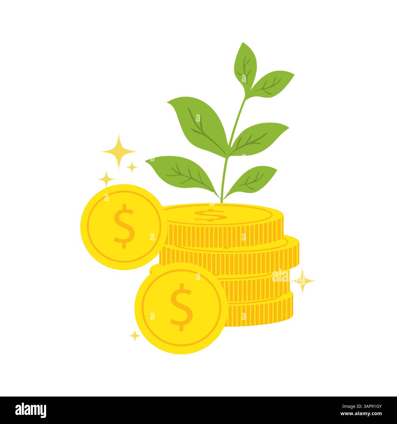 Money coins growing income Stock Vector Images - Alamy