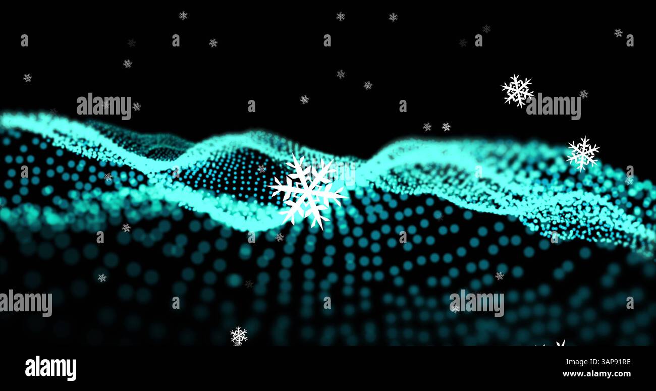 Snowflakes floating against green glowing hi-res stock photography and ...