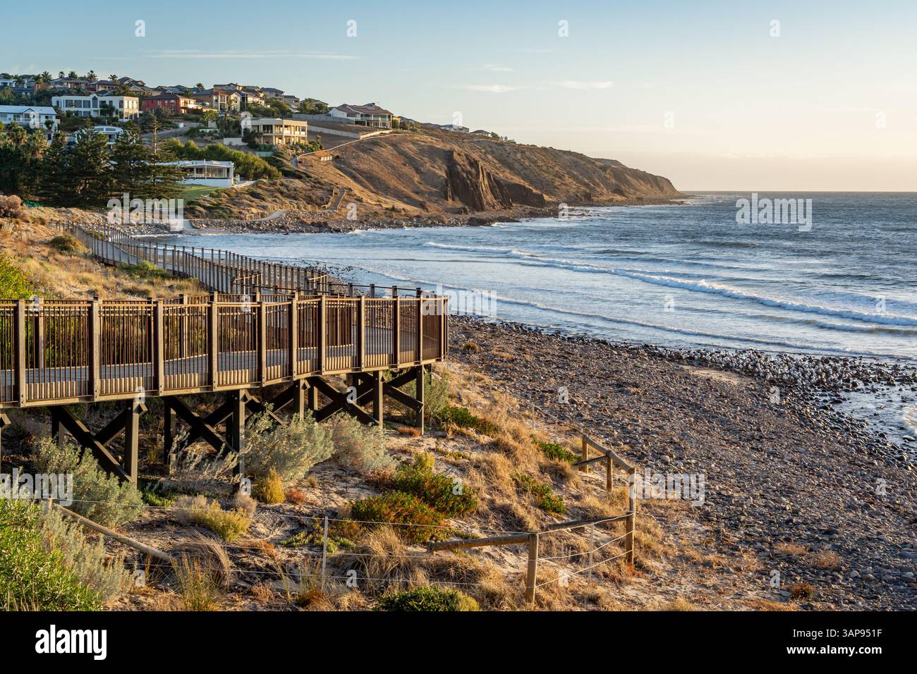 Coastal walkway, view to the south at Hallett Cove Beach Stock Photo ...