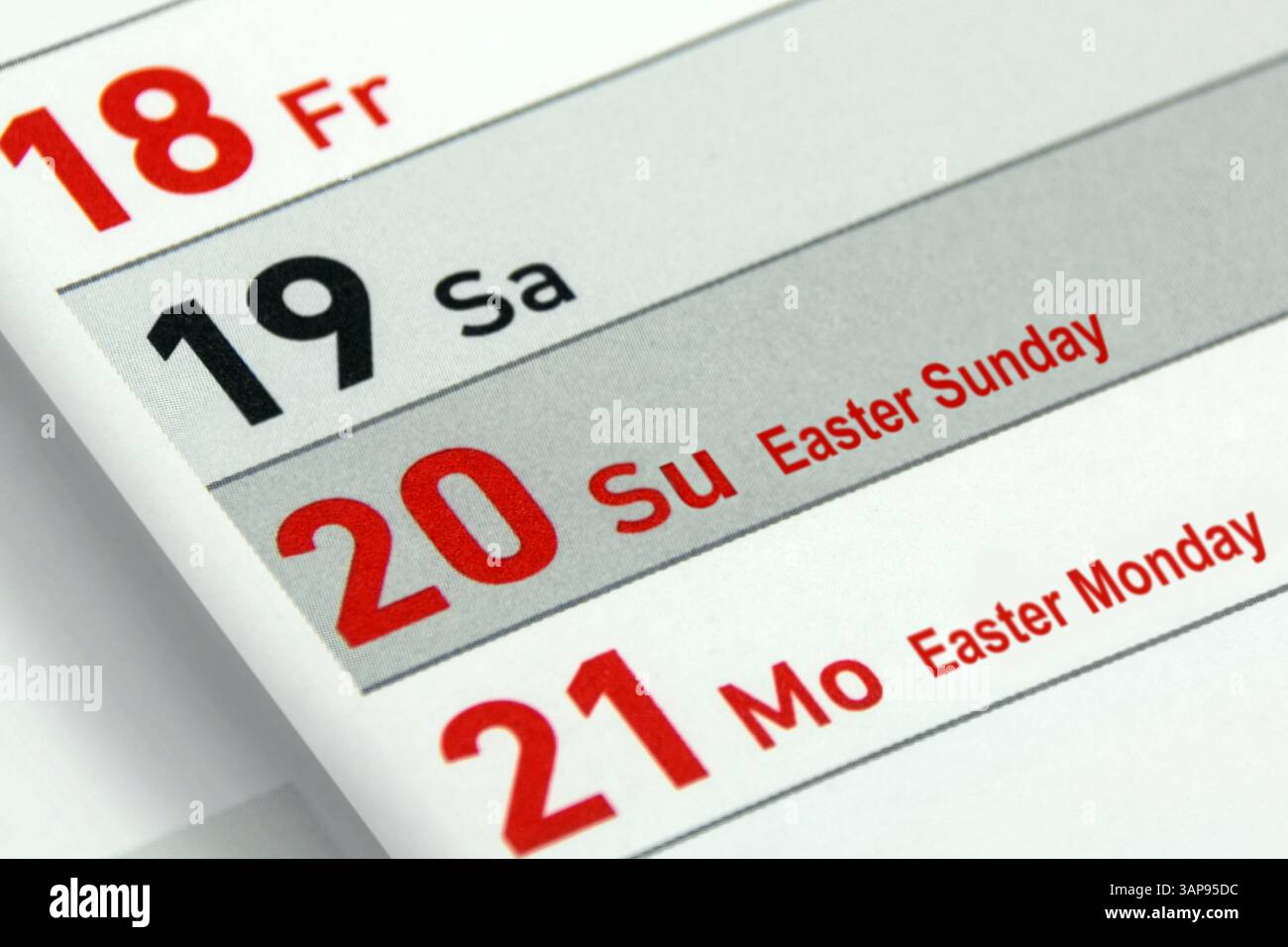 Calendar Easter 2025 April 20 and 21 Sunday Monday Good Friday Stock ...