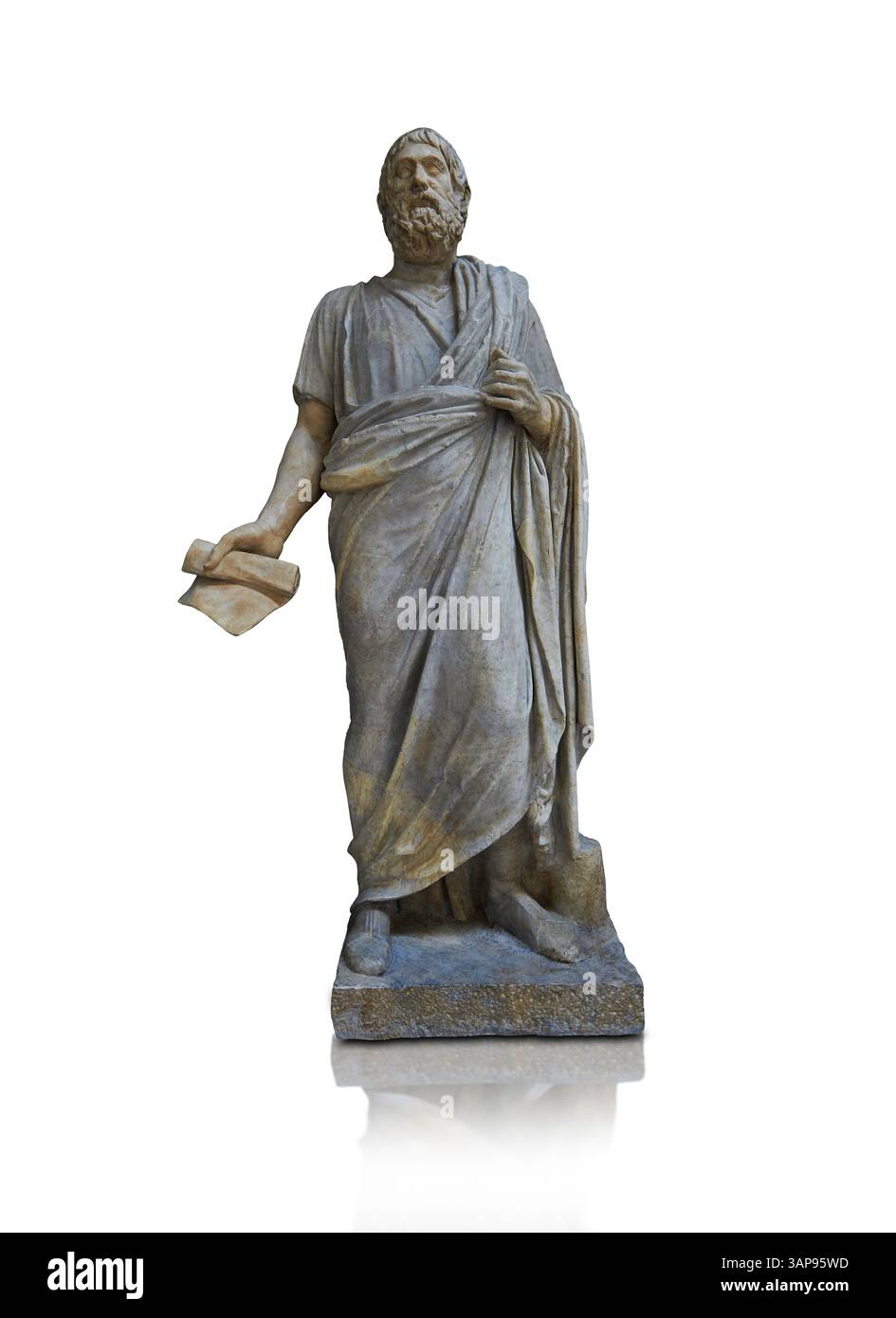 Roman statue of Sophocles, 1st - 2nd century AD, depicted wearing a ...