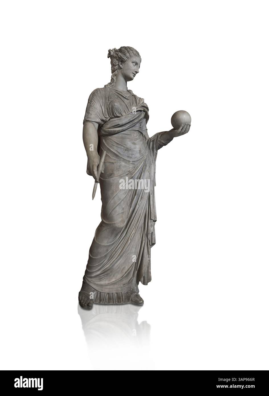 Roman statue of the goddess Urania, muse of astronomy. 2nd century AD. Hall of Muses, Museo Pio ...
