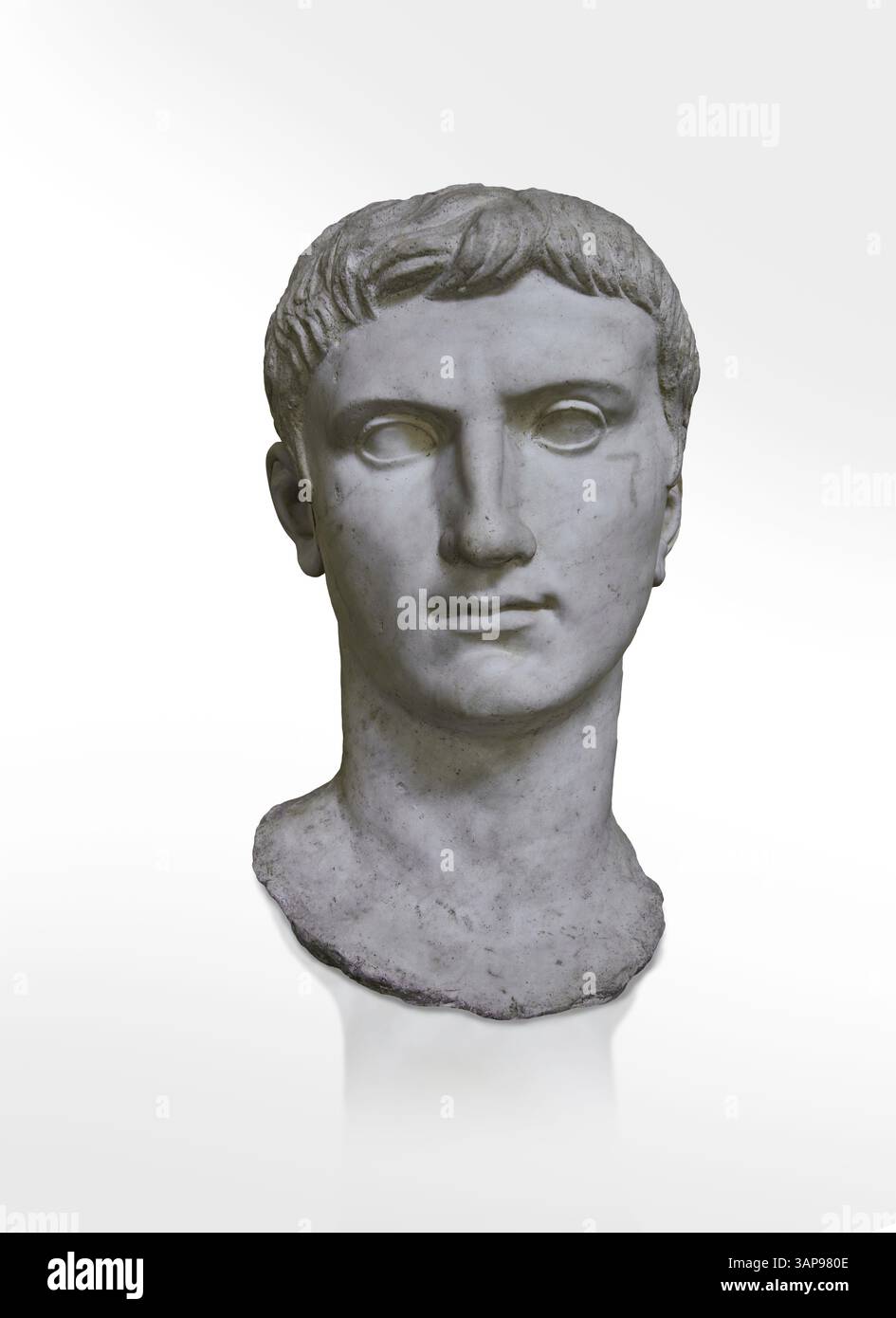 Roman statue head of Augustus seated from dynastic cycle statues ...