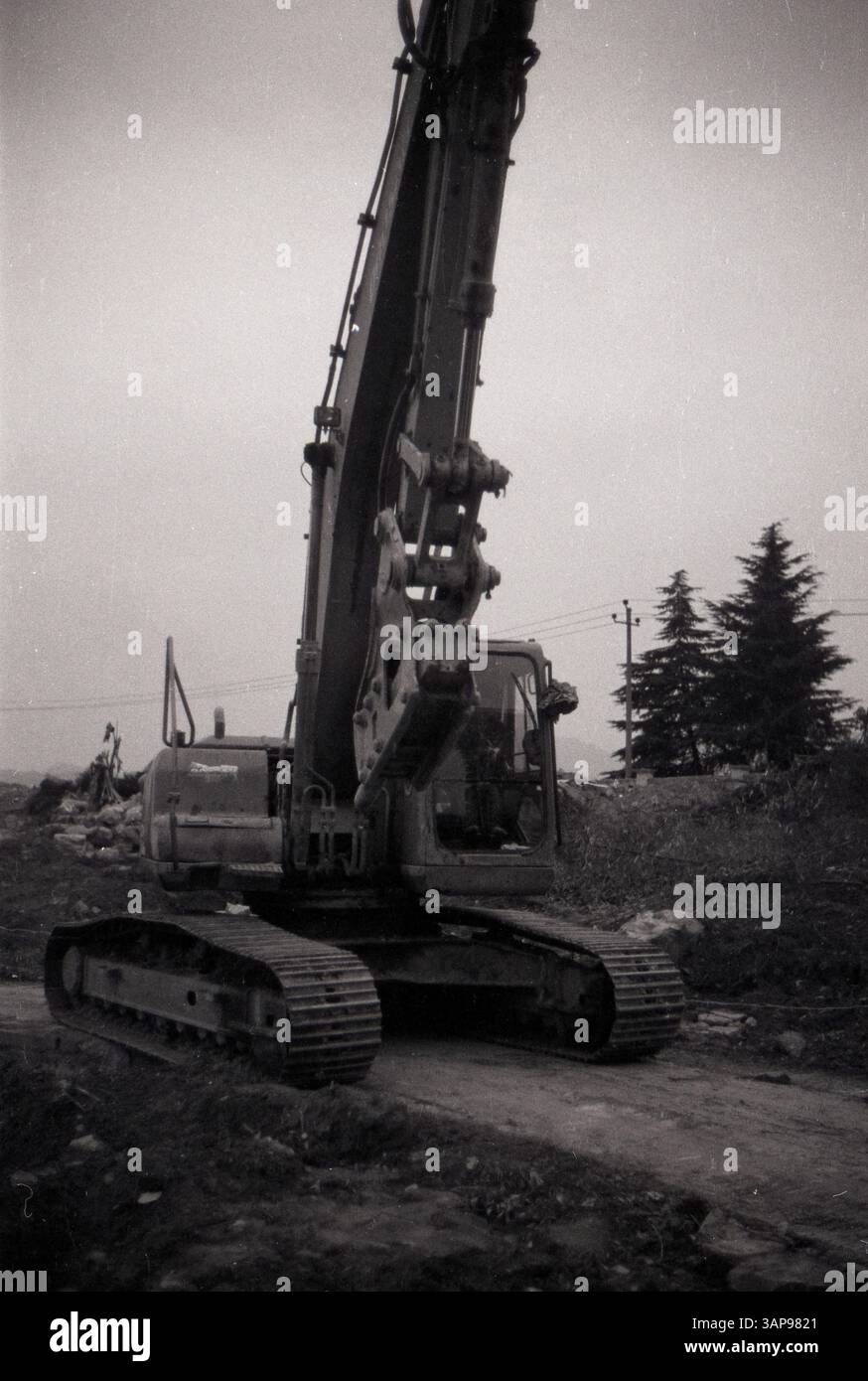 Tracked Excavator with Hydraulic Breaker on Construction Ground - Early ...