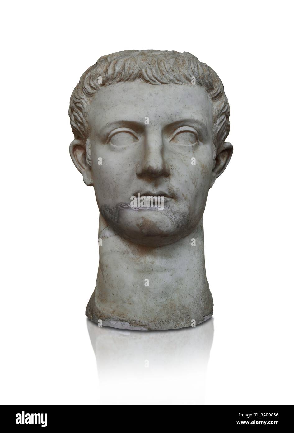 Roman statue head of Emperor Tiberius seated from dynastic cycle ...