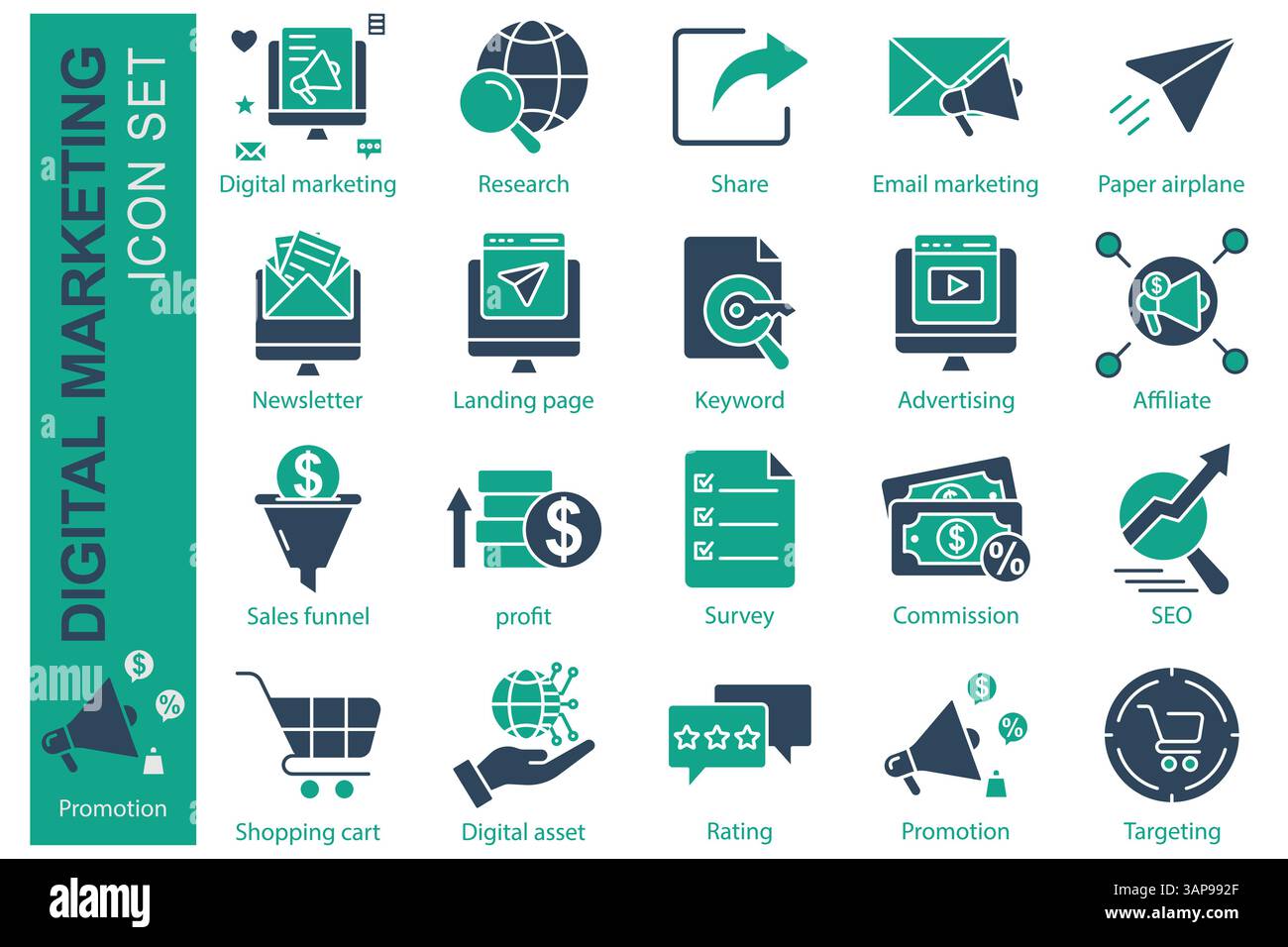 Digital marketing icon set. solid icon style. containing icon shopping ...