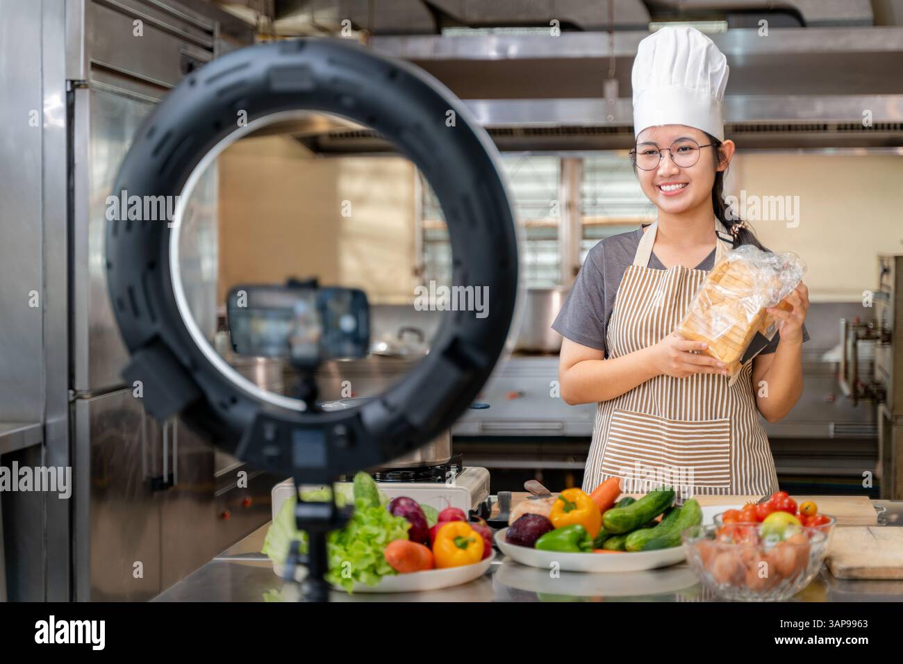 Female blogger influencer records video hi-res stock photography and images - Alamy