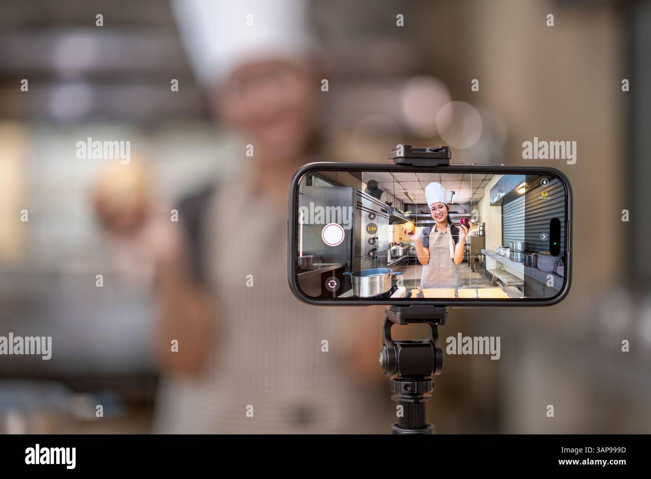 Vertical video smiling influencer in hi-res stock photography and ...