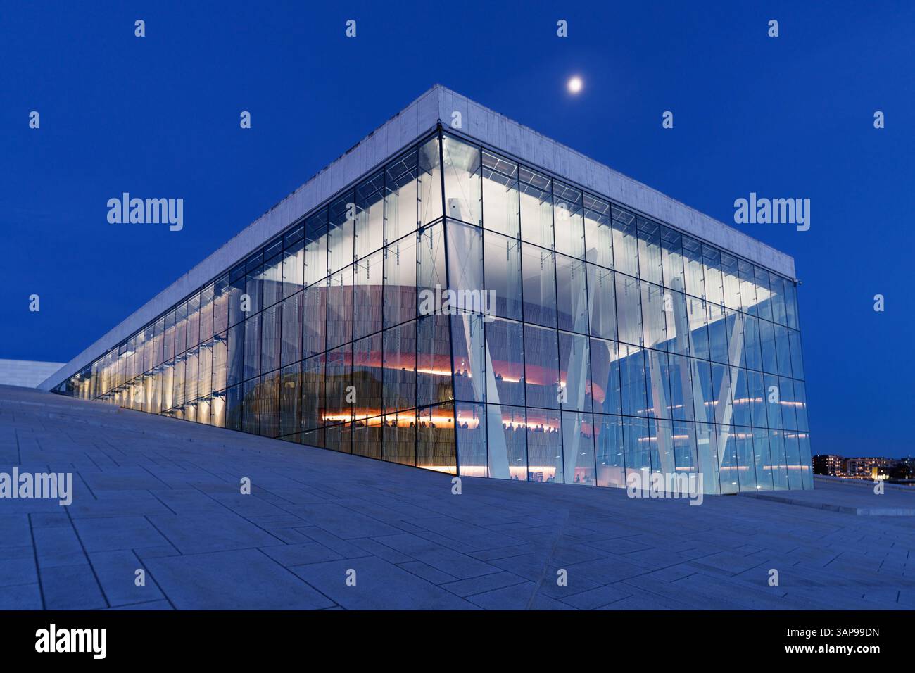 Oslo, Norway - Norwegian National Opera and Ballet by Snøhetta, at dusk ...