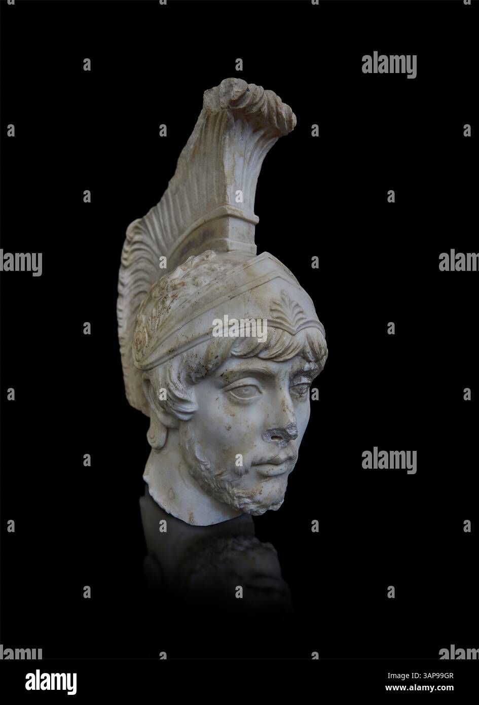 Roman soldier statue head with helmet from the rule of Hadrian ...