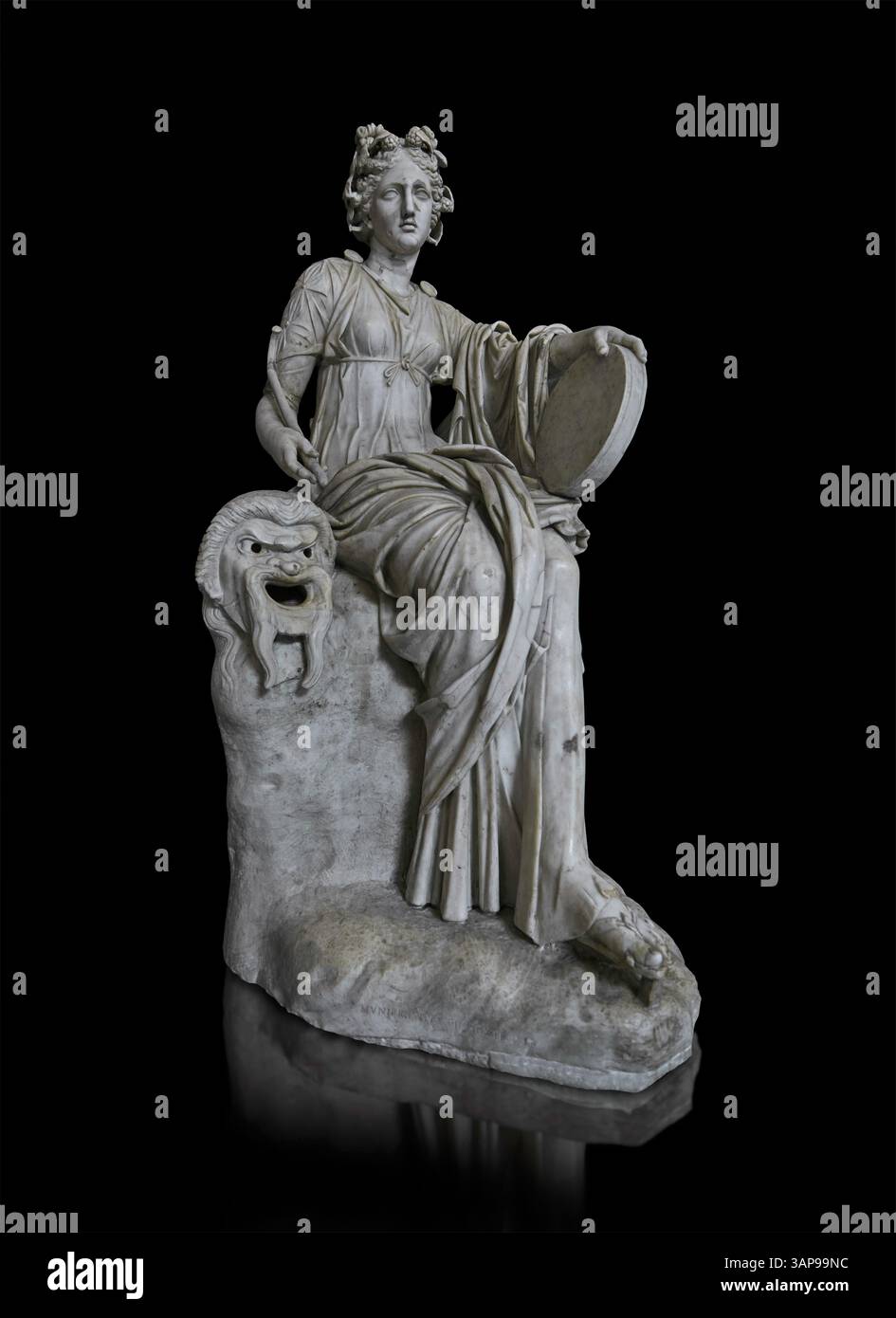 Roman statue of Thalia ancient Greek muse goddess. Hall of Muses, Museo ...