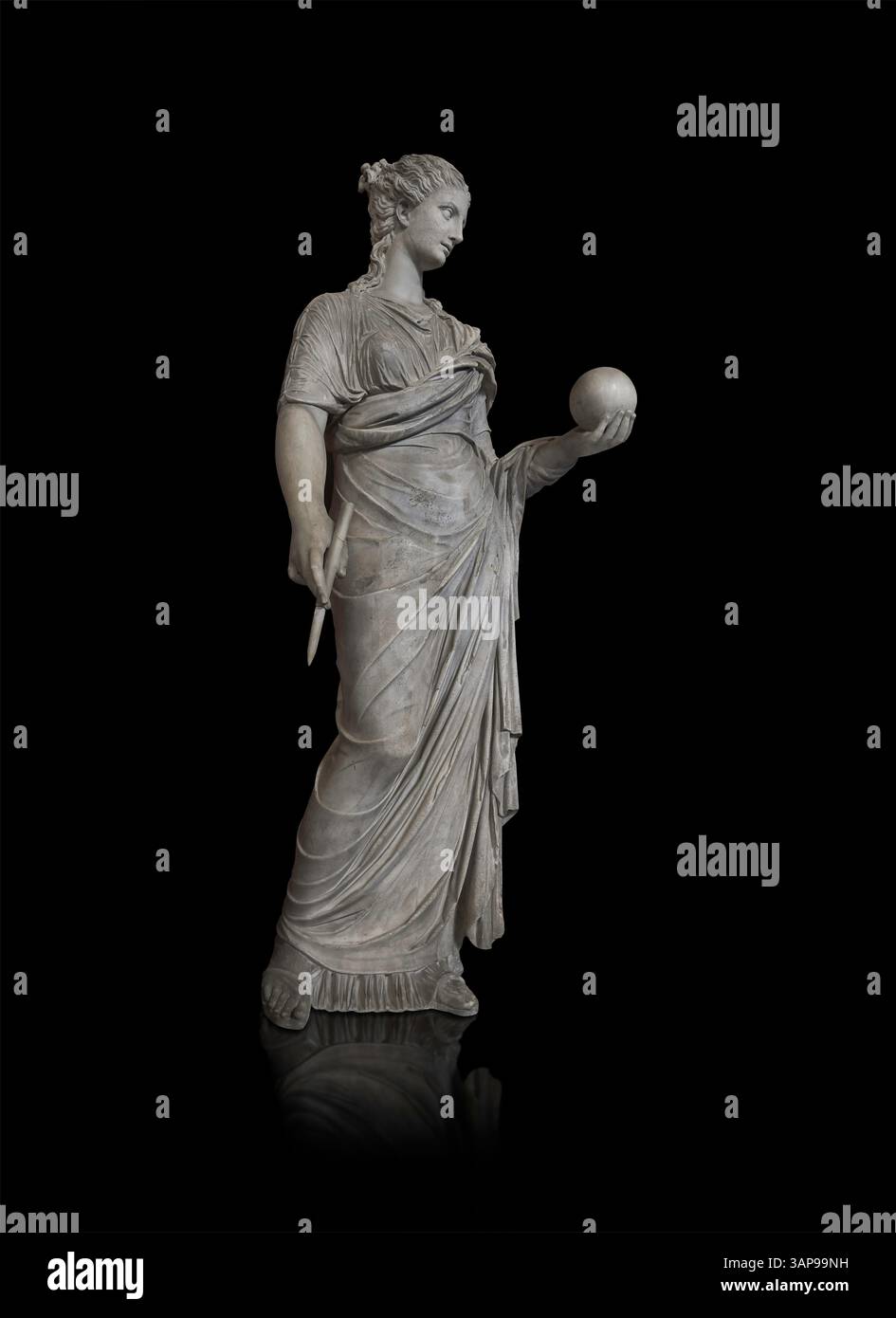 Roman statue of the goddess Urania, muse of astronomy. 2nd century AD. Hall of Muses, Museo Pio ...