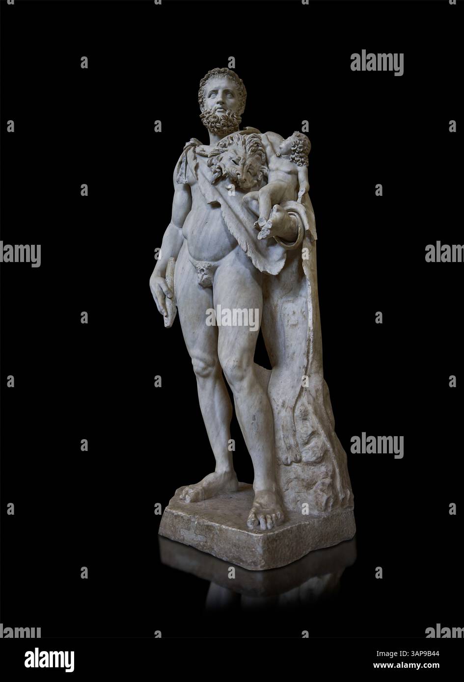 Roman statue of Heracles (Hercules) with the infant Telephos. 2nd ...