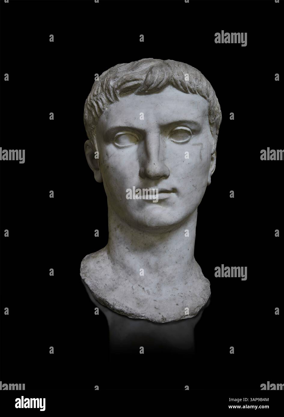 Roman statue head of Augustus seated from dynastic cycle statues ...