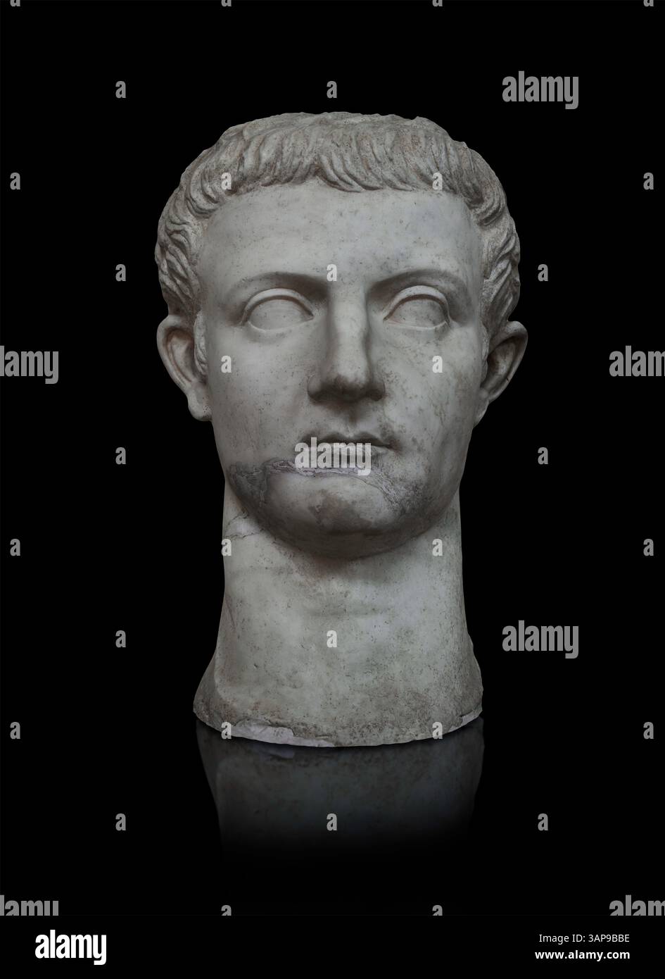 Roman statue head of Emperor Tiberius seated from dynastic cycle ...