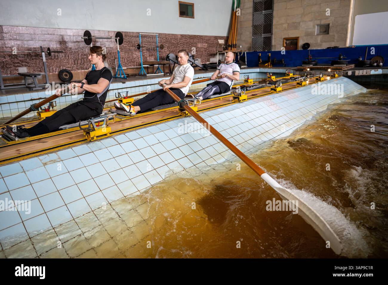Rowing athletes skillfully manipulate oars, refining synchronization on ...