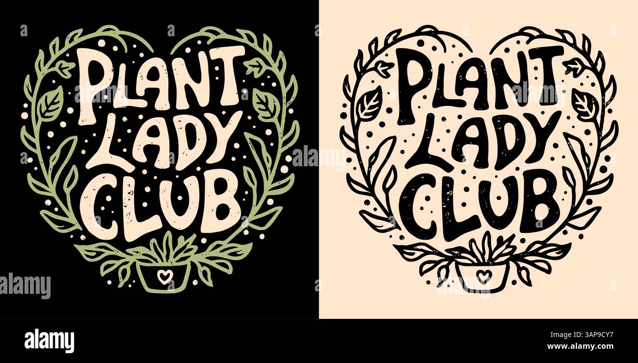 Plant lady club lettering badge sticker shirt logo gardening lovers ...