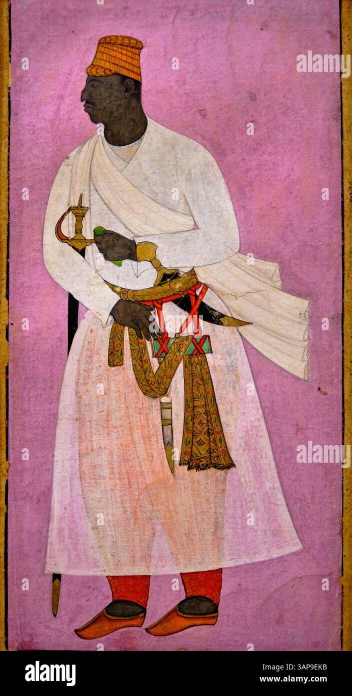 India, Delhi, New Delhi, National Museum, portrait of Malik Ambar, an ...