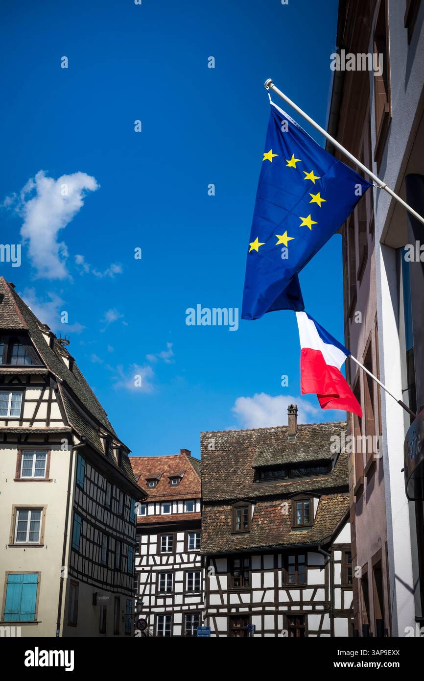 Flags of France and the European Union in Strasbourg Stock Photo - Alamy