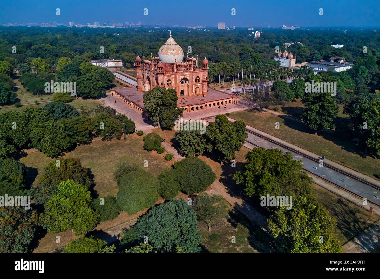 India, Delhi, New Delhi, aerial view of Safdar Jung mausoleum Stock ...