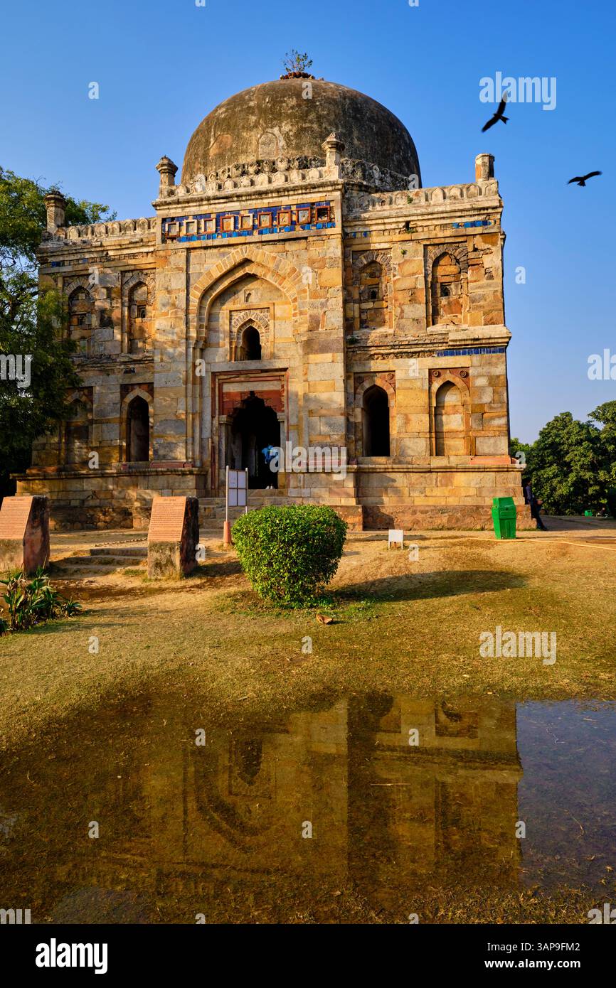 India, New Delhi, Lodhi Gardens or Gardens of Lodi, the Shish Gumbad ...
