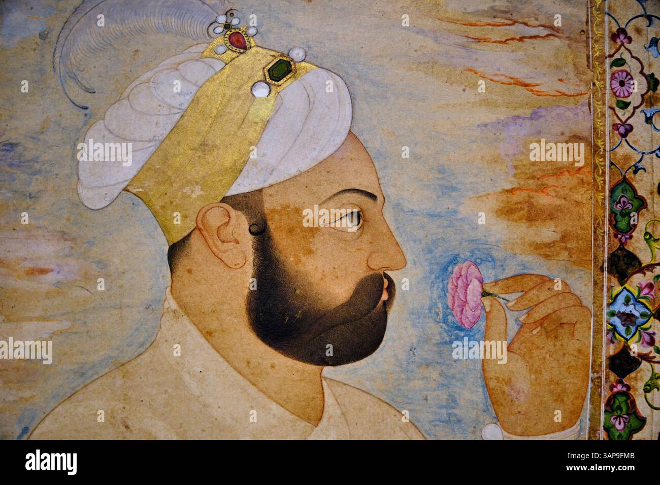 India, Delhi, New Delhi, Humayun Museum, portrait of Sher Afghan Khan ...