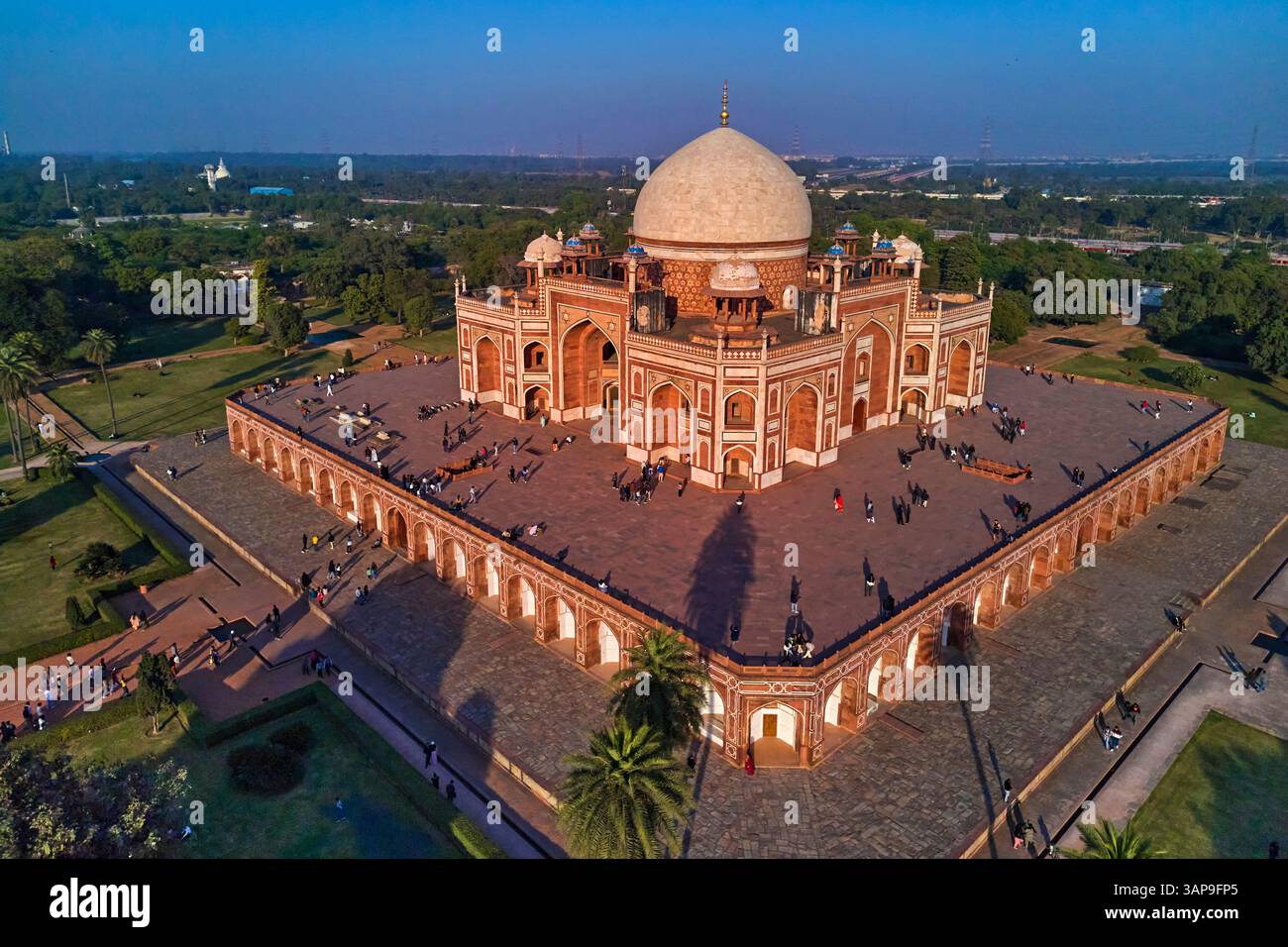 India, New Delhi, aerial view of the tomb of the emperor Moghol Humayun ...