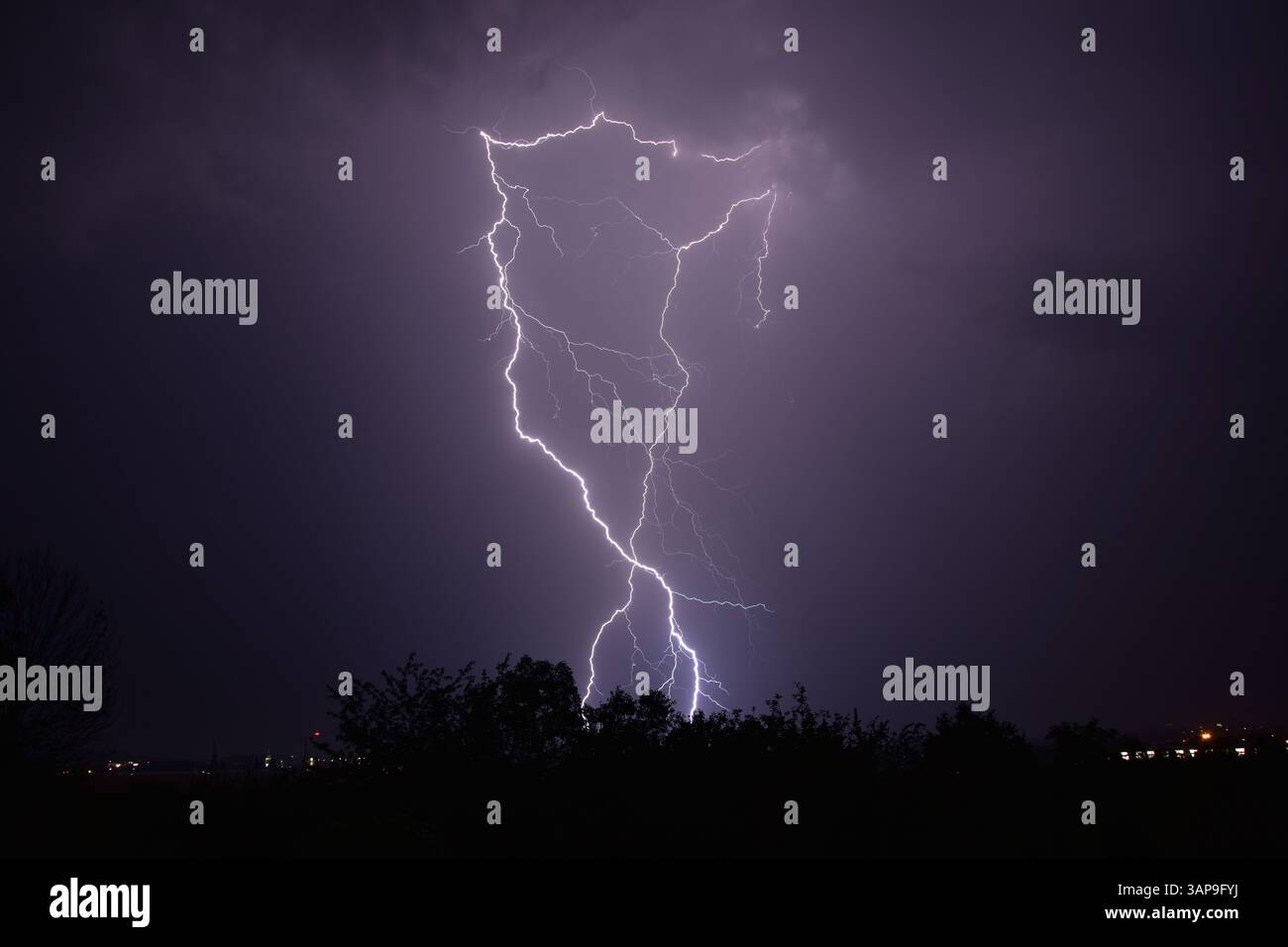 Lightning over the city of Holice 2024. (CTK Photo/Rostislav Kalousek ...