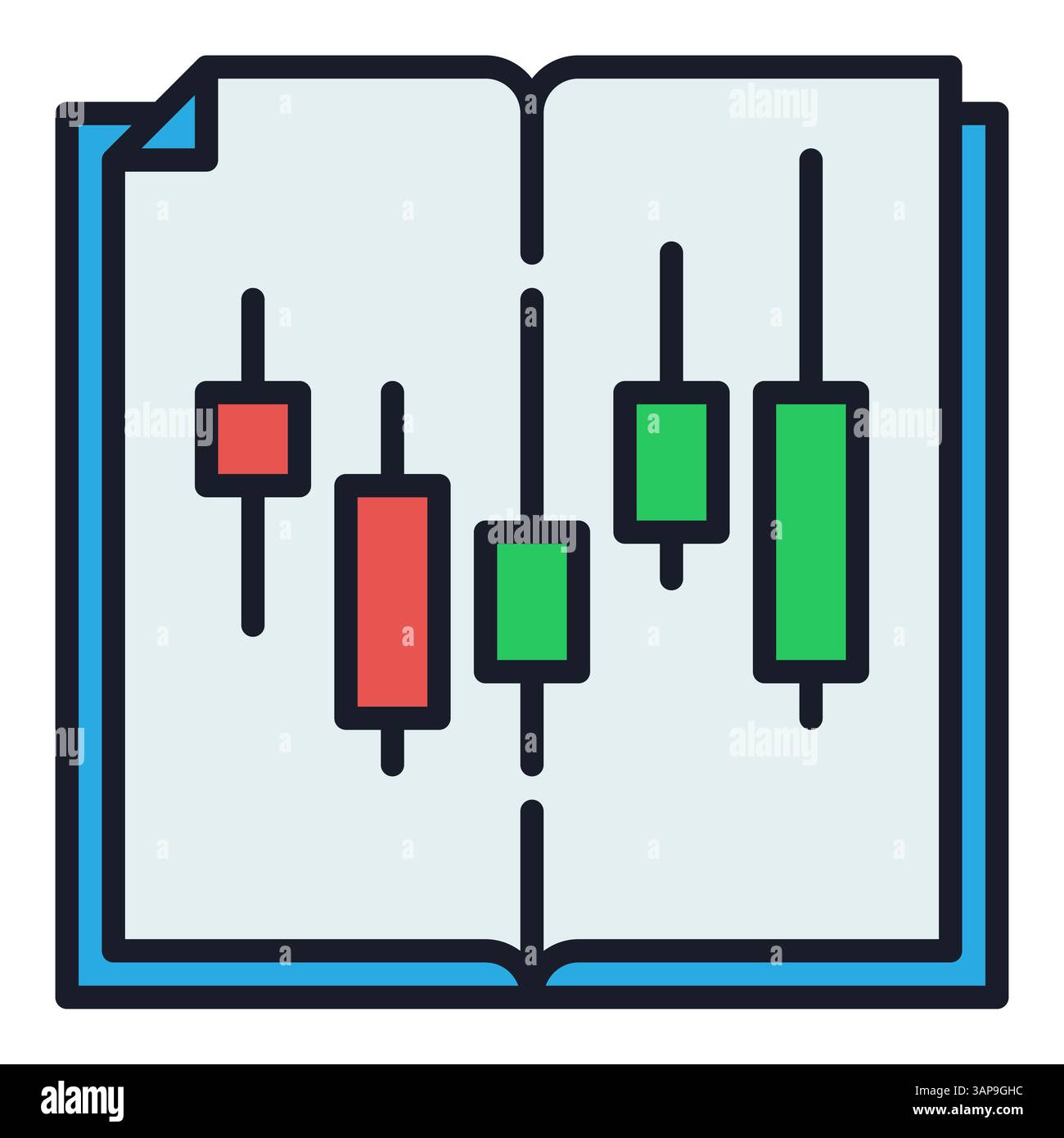 Candlestick Chart with Book vector Trading Learning concept colored ...