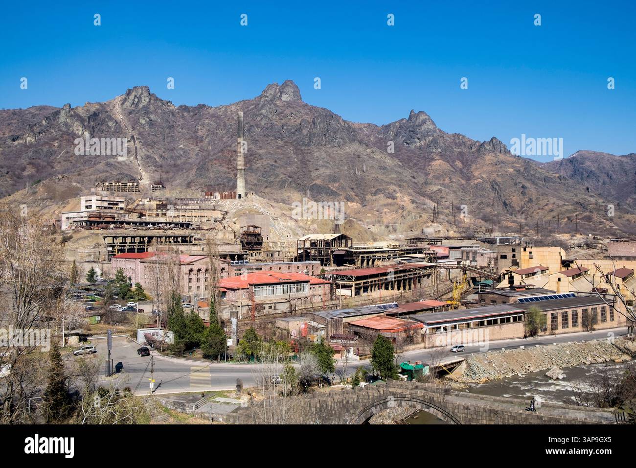 Armenia, Alaverdi, Old Soviet-era copper mining and smelting plant ...