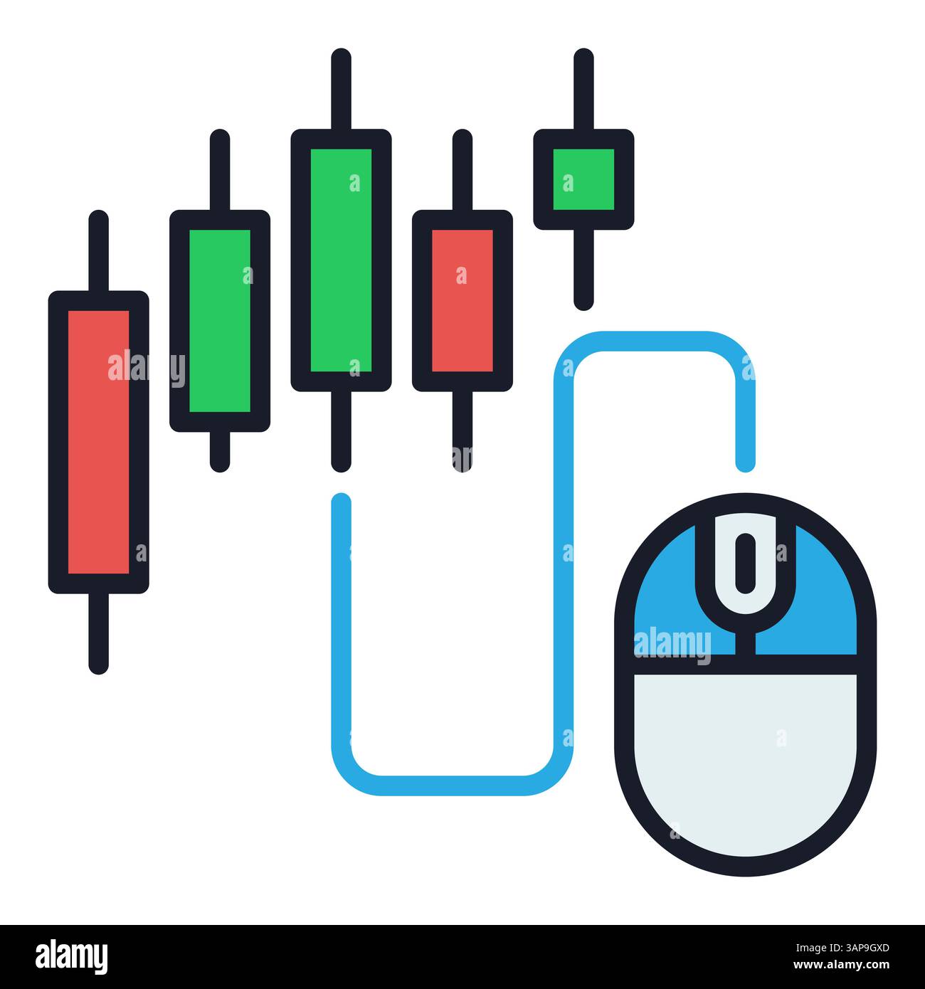 Computer Mouse and Candlestick Chart vector concept colored icon or ...