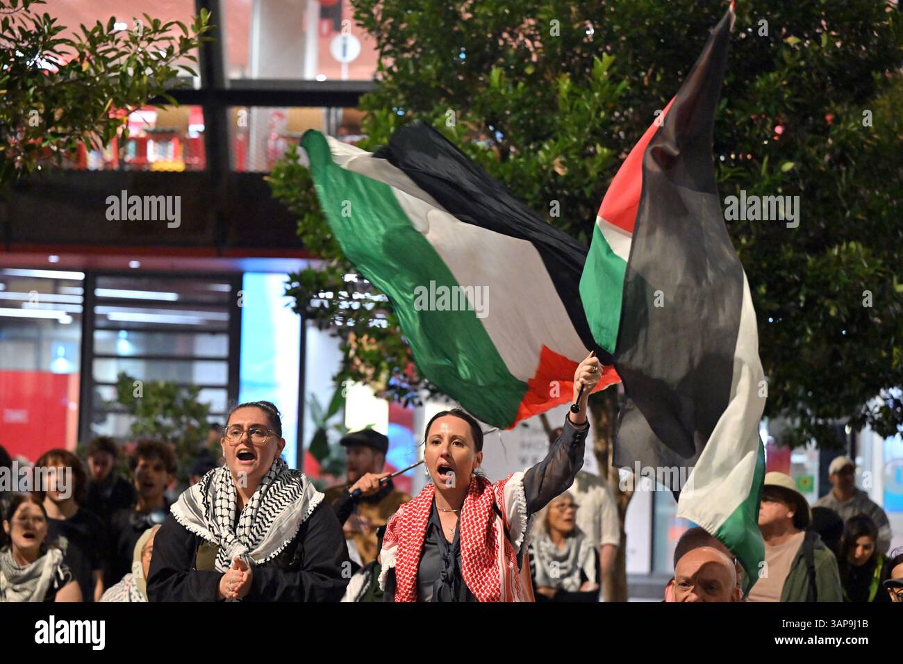Sydney, Australia. 16th Apr, 2025. Protesters gather outside the ABC ...