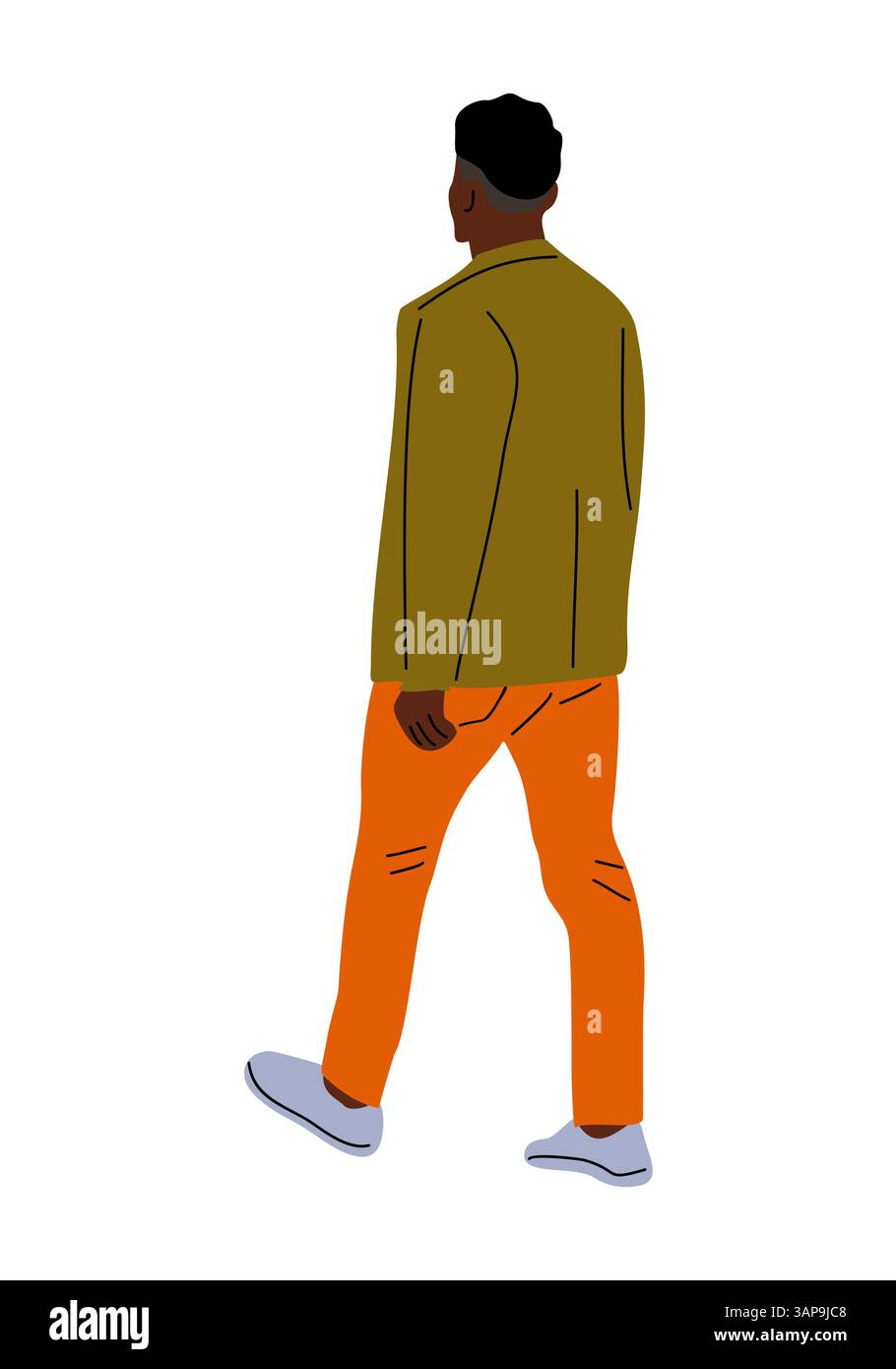 Back view walking handsome man Stock Vector Images - Alamy