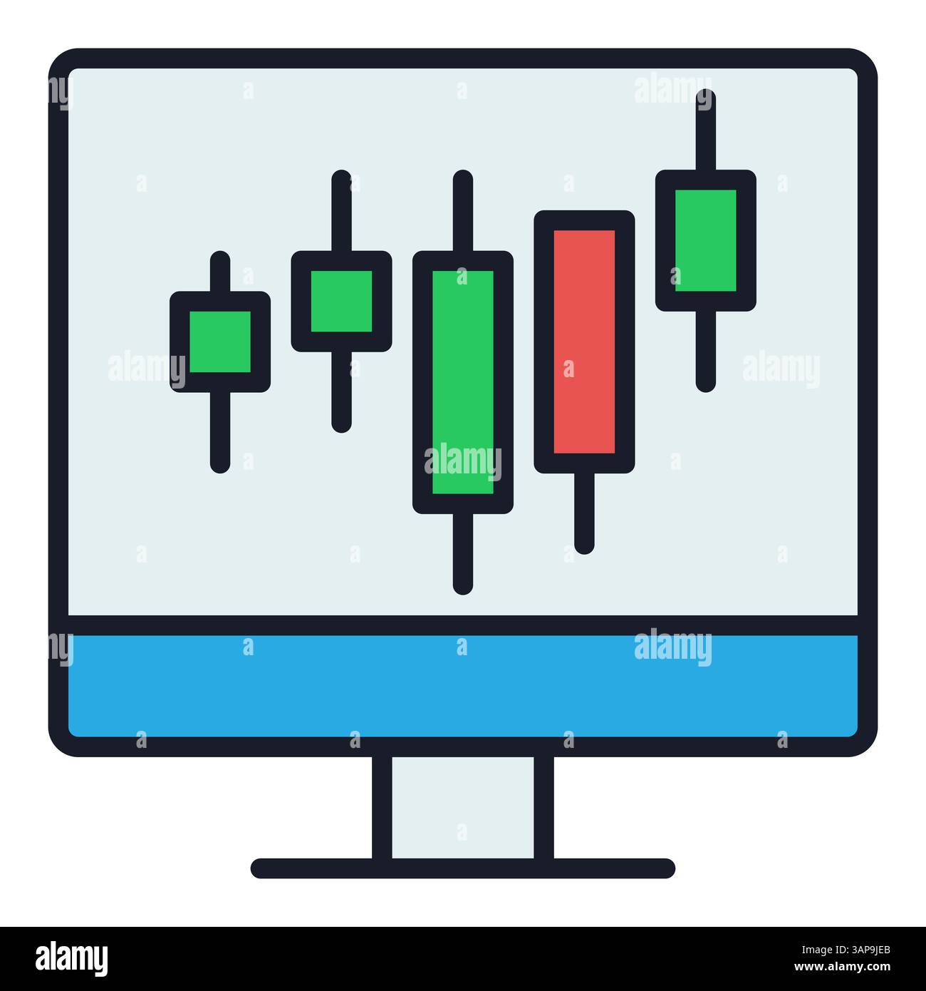 Candlestick Trading Chart on PC Screen vector concept colored icon or symbol Stock Vector Image ...