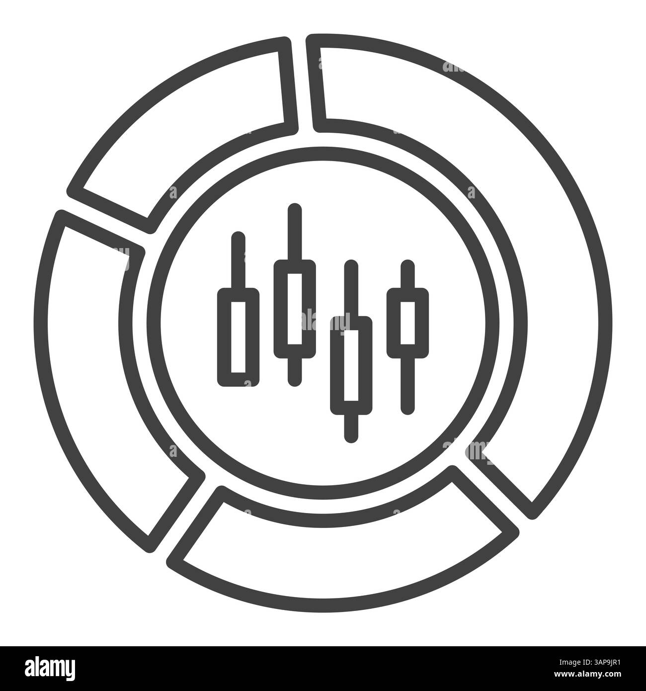 Pie Chart with Candlestick Trading Chart vector concept thin line round ...