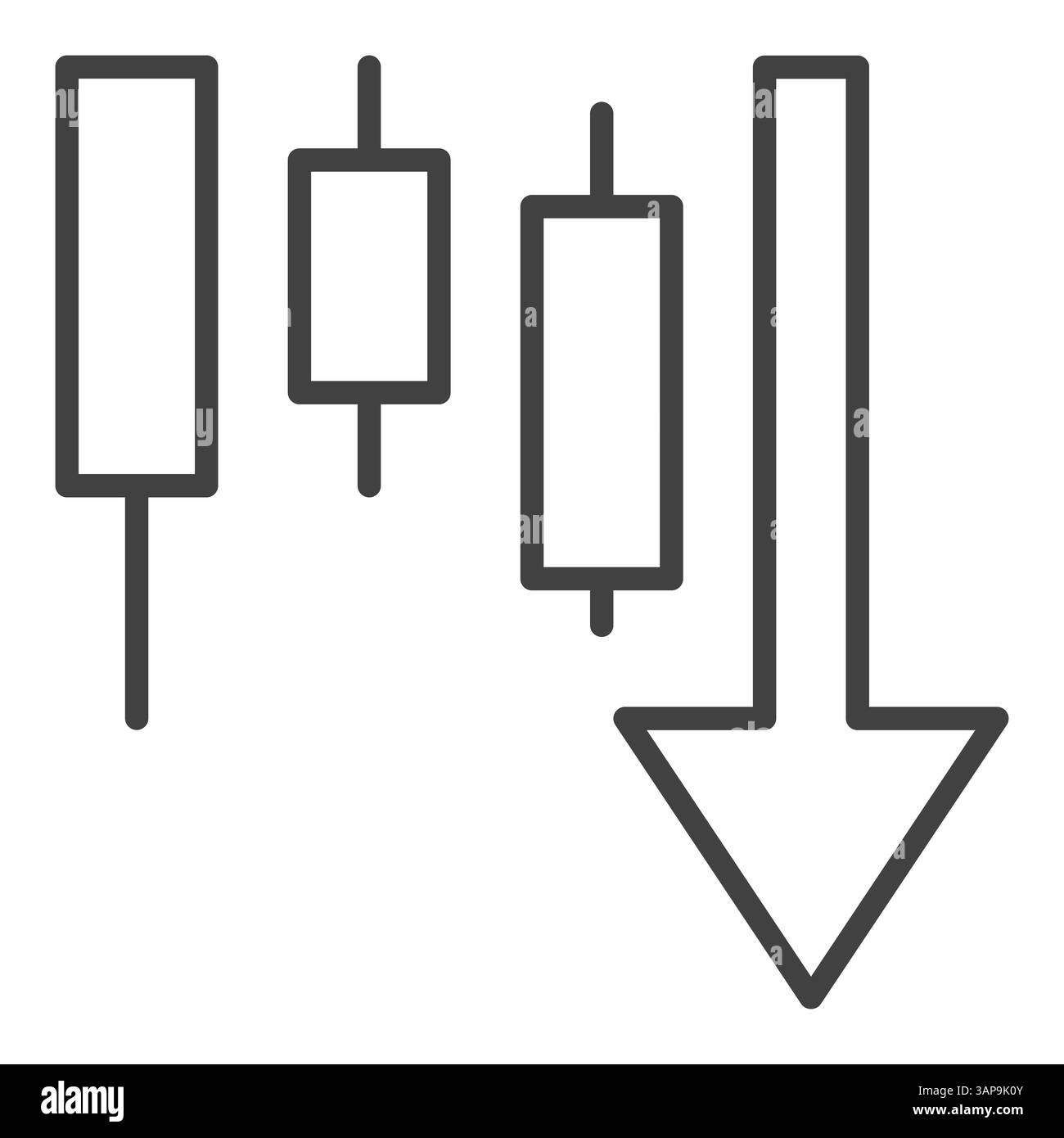 Falling candlestick pattern vector concept icon or symbol in outline ...