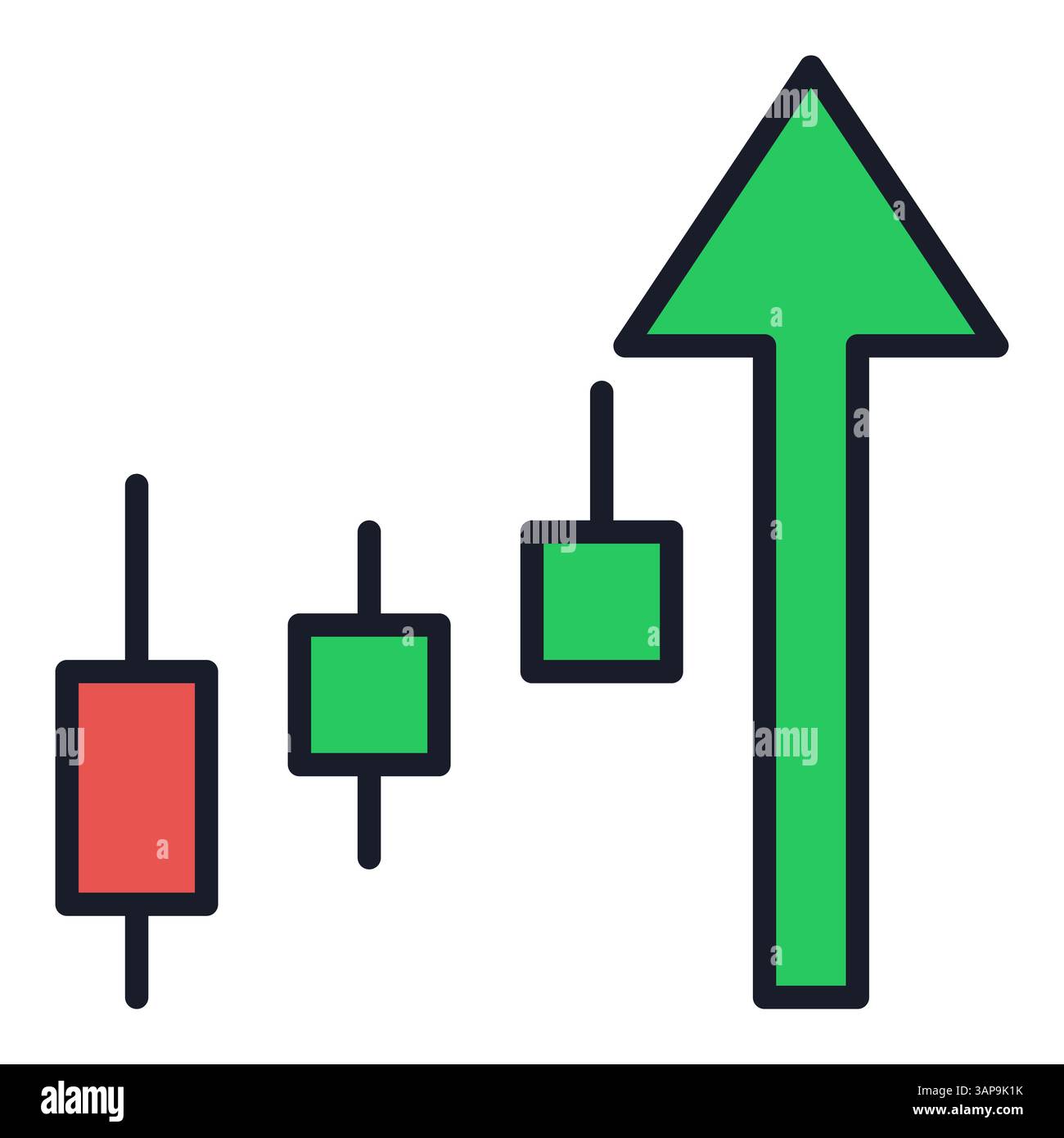 Rising candlestick chart vector concept colored icon or logo element ...