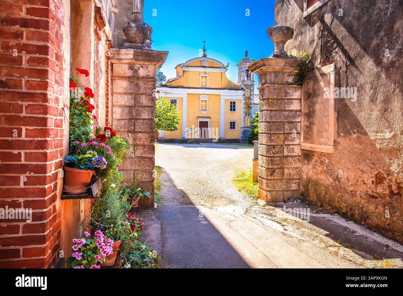 Dajla abandoned historic convent architecture view, Istria region of ...