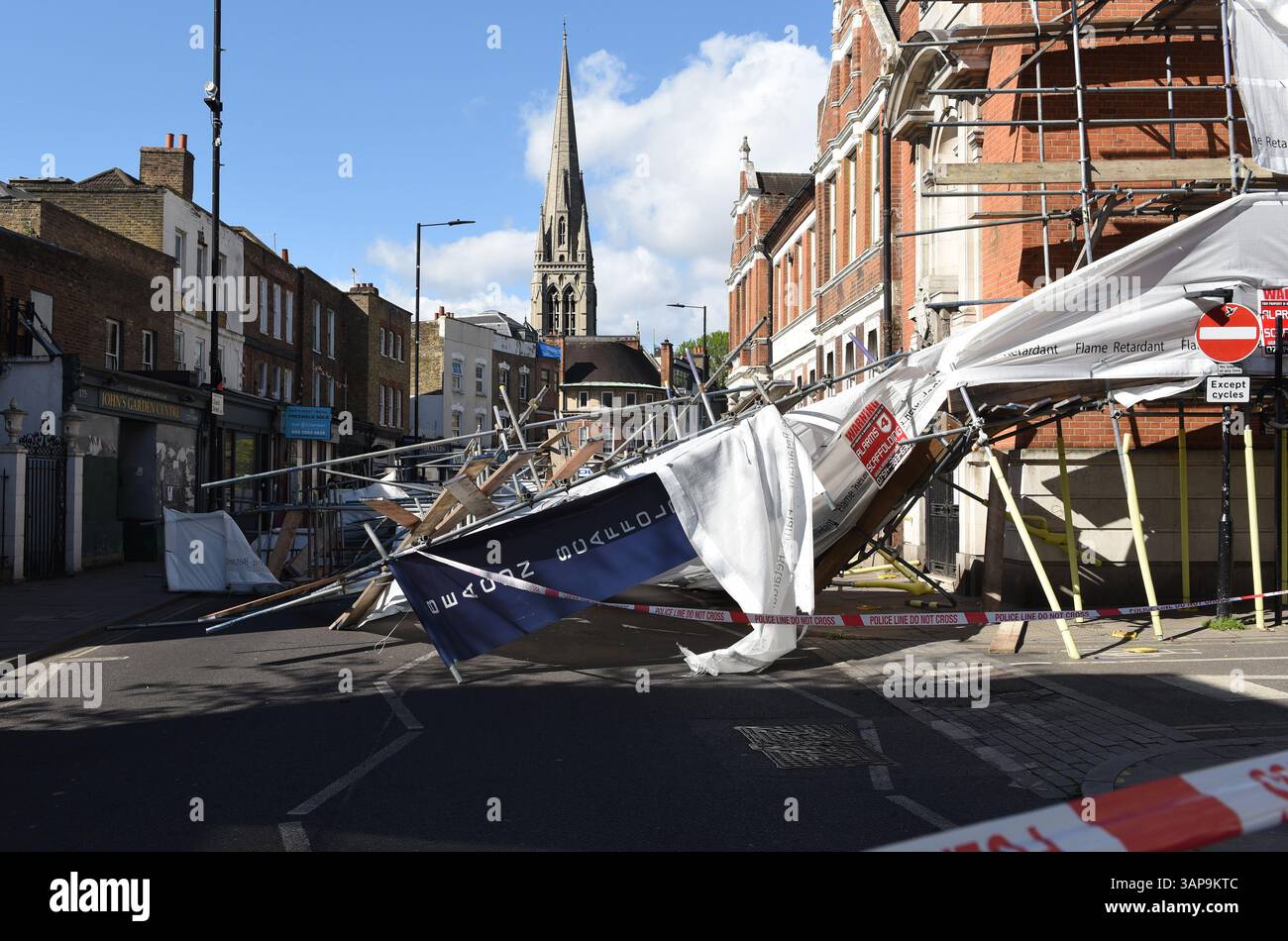 Heavy overnight winds brought down scaffolding around the public ...