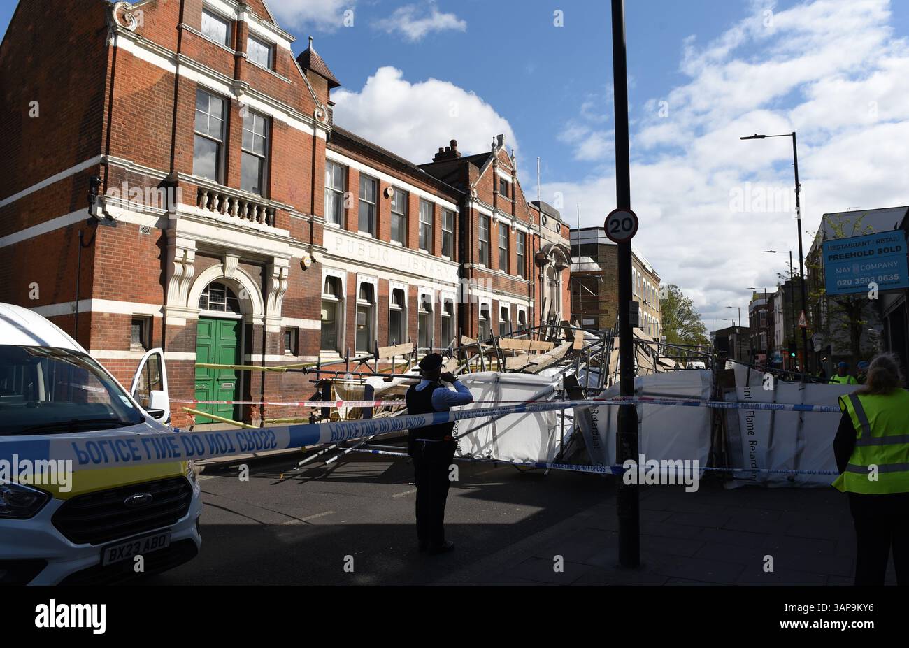 Heavy overnight winds brought down scaffolding around the public ...