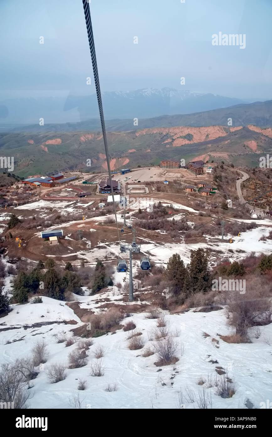 Amirsoy Resort, Uzbekistan – March 22, 2025, around Amirsoy resort Mountain in the day Stock ...