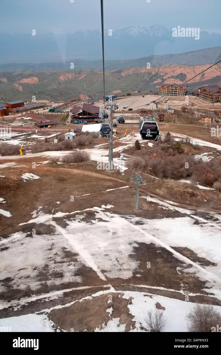 Amirsoy Resort, Uzbekistan – March 22, 2025, around Amirsoy resort Mountain in the day Stock ...